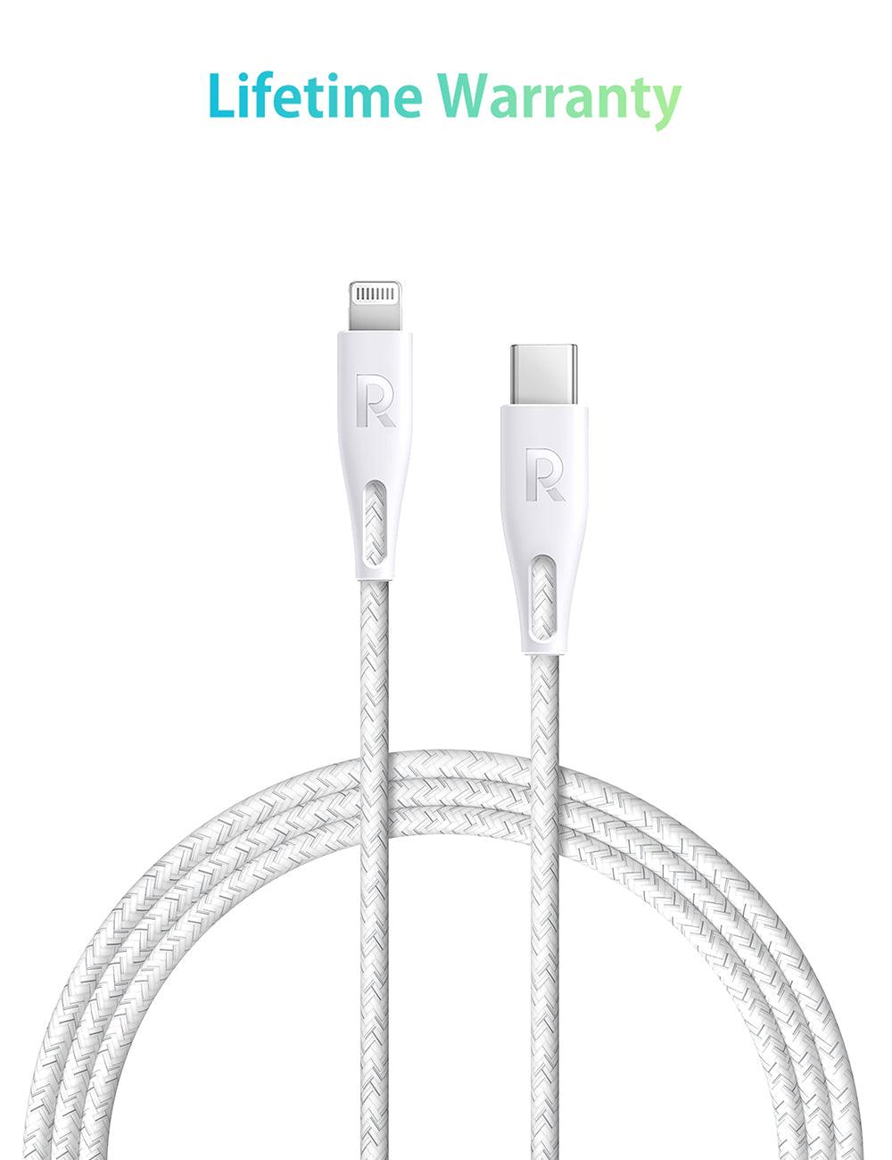 RAVPower Type-C to Lightning Cable 1.2m Nylon Color Braid Cable