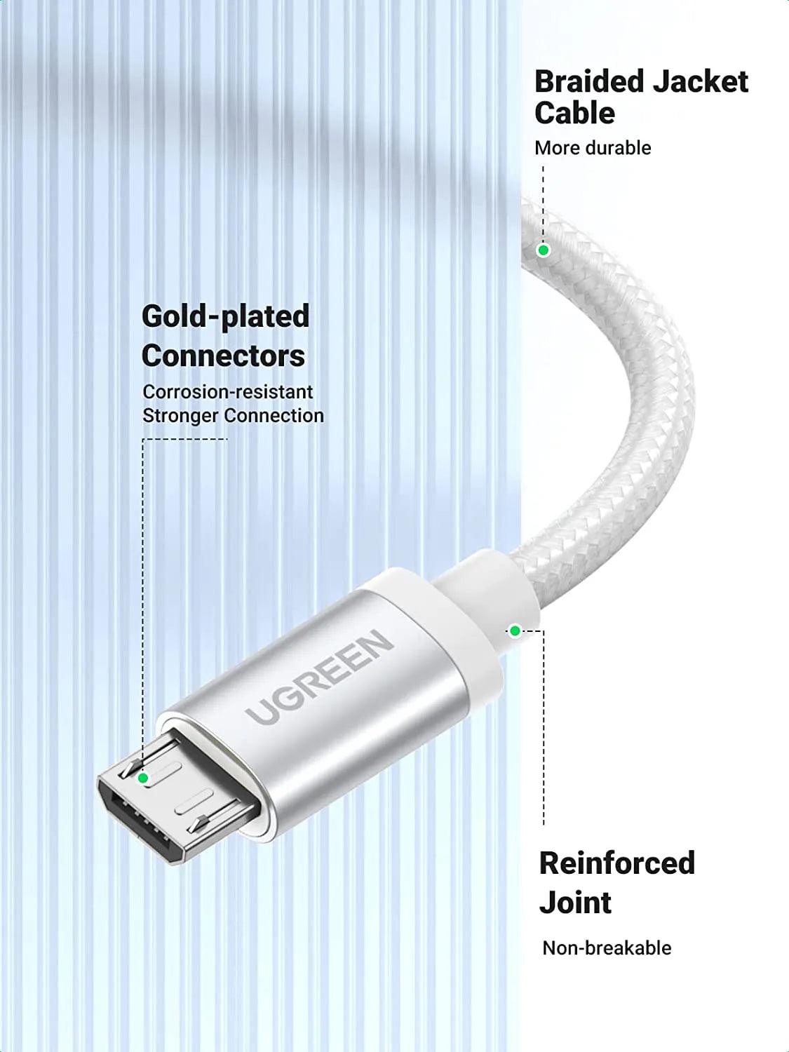 UGREEN USB 2.0 A to Micro USB Cable Nickel Plating Aluminum Braid 1m 6
